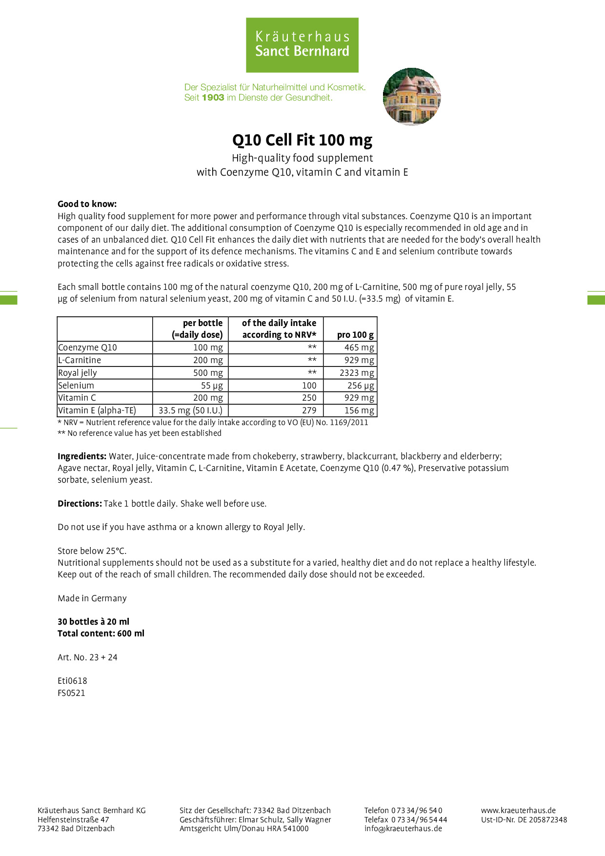 Q10 Cell Fit 100 mg - 30 bottles à 20 ml » Order online now