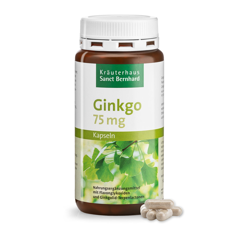 Ginkgo Capsules 75 mg » Buy securely online now | Sanct Bernhard