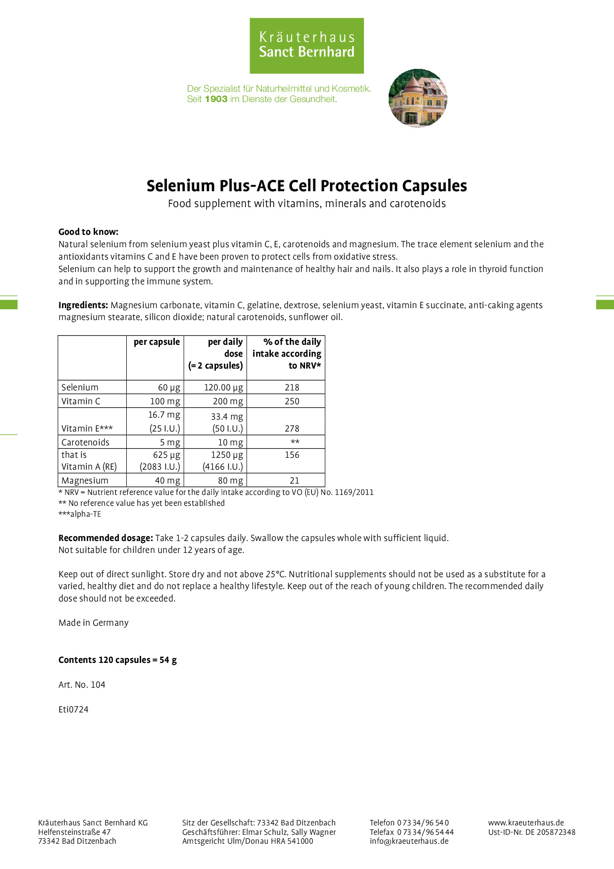 Selenium Plus-ACE Cell Protection Capsules » Order online now