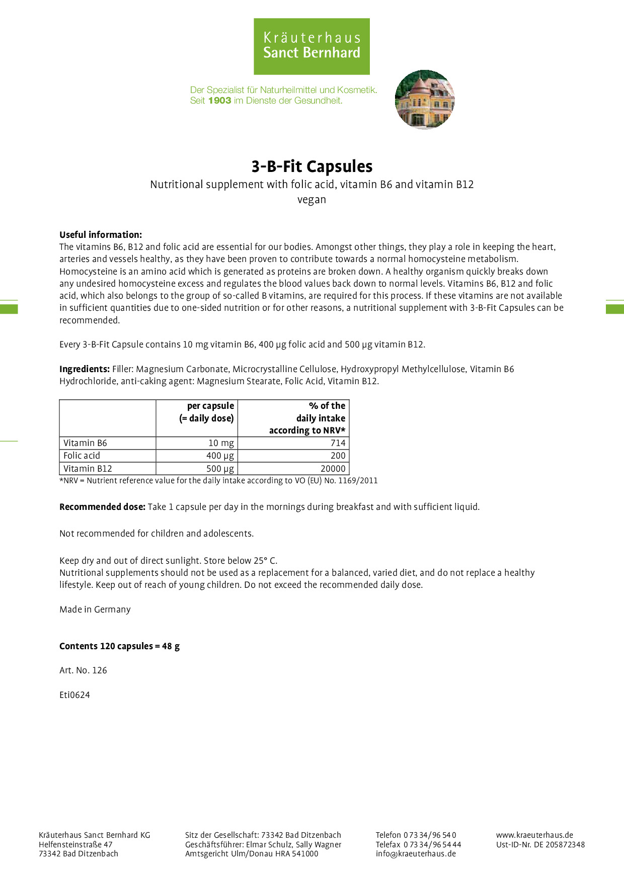 3-B Fit Capsules » Buy securely online now | Sanct Bernhard