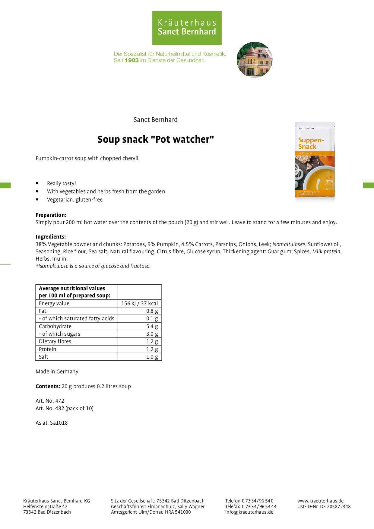 Soup snack "Pot watcher" (pack of 10) » Buy online now | Sanct Bernhard
