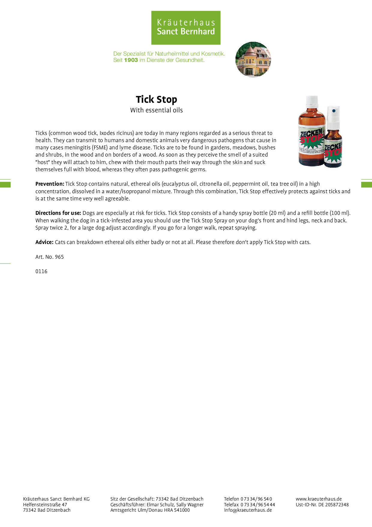 Tick Stop | experiences and product ratings | Sanct Bernhard
