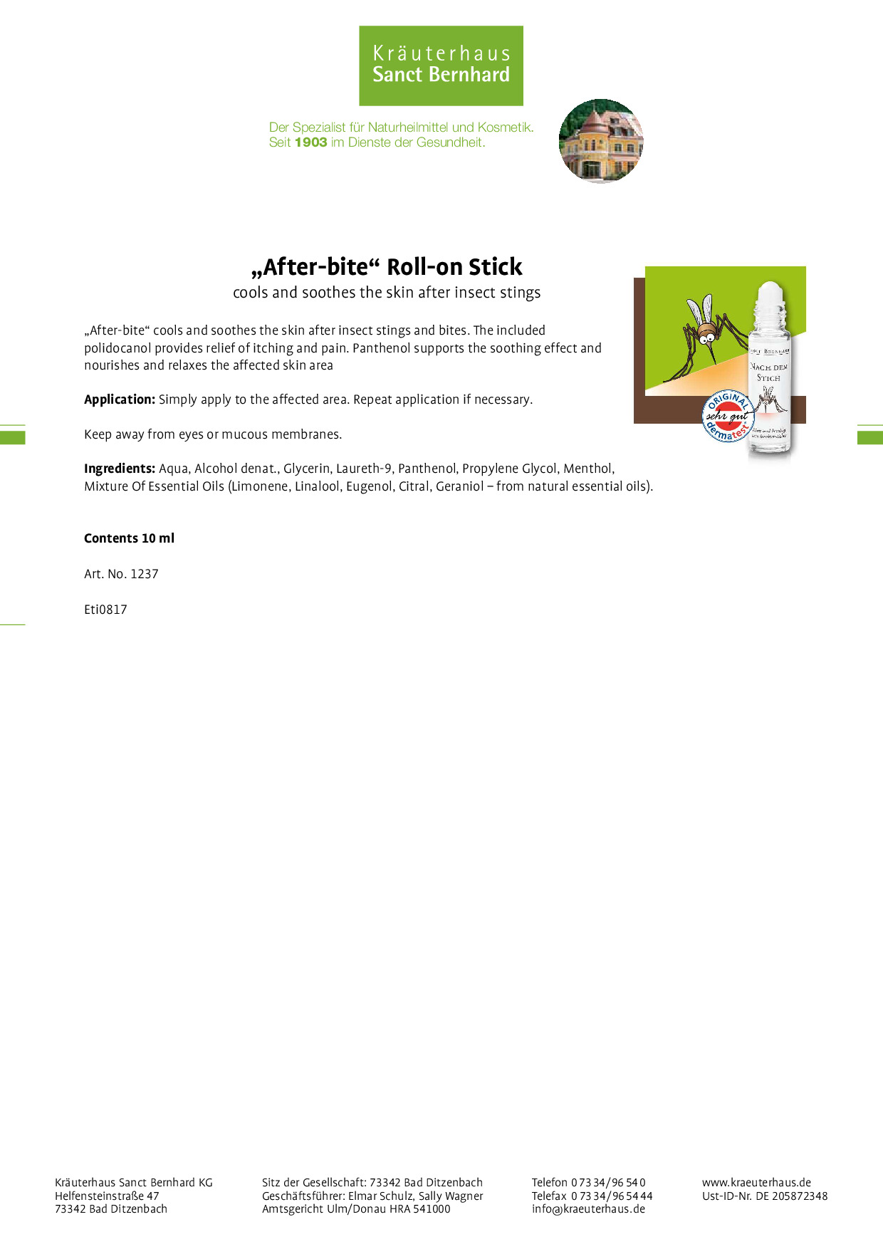 "After-bite Stick" ("Nach dem Stich") Roll-on Stick » Order online now