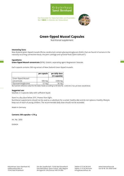 Green-lipped Mussel Capsules, 300 Capsules » Order online now